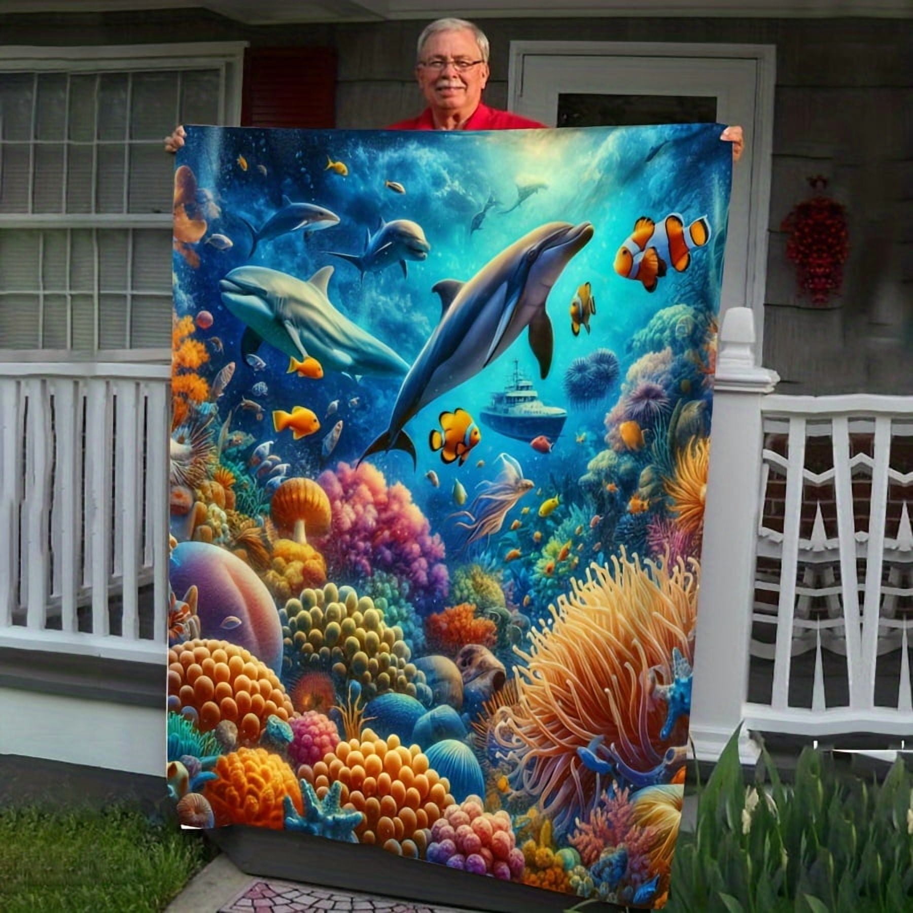 Cozy Ocean-Themed Flannel Throw Blanket - Soft, Warm, and Perfect for ...