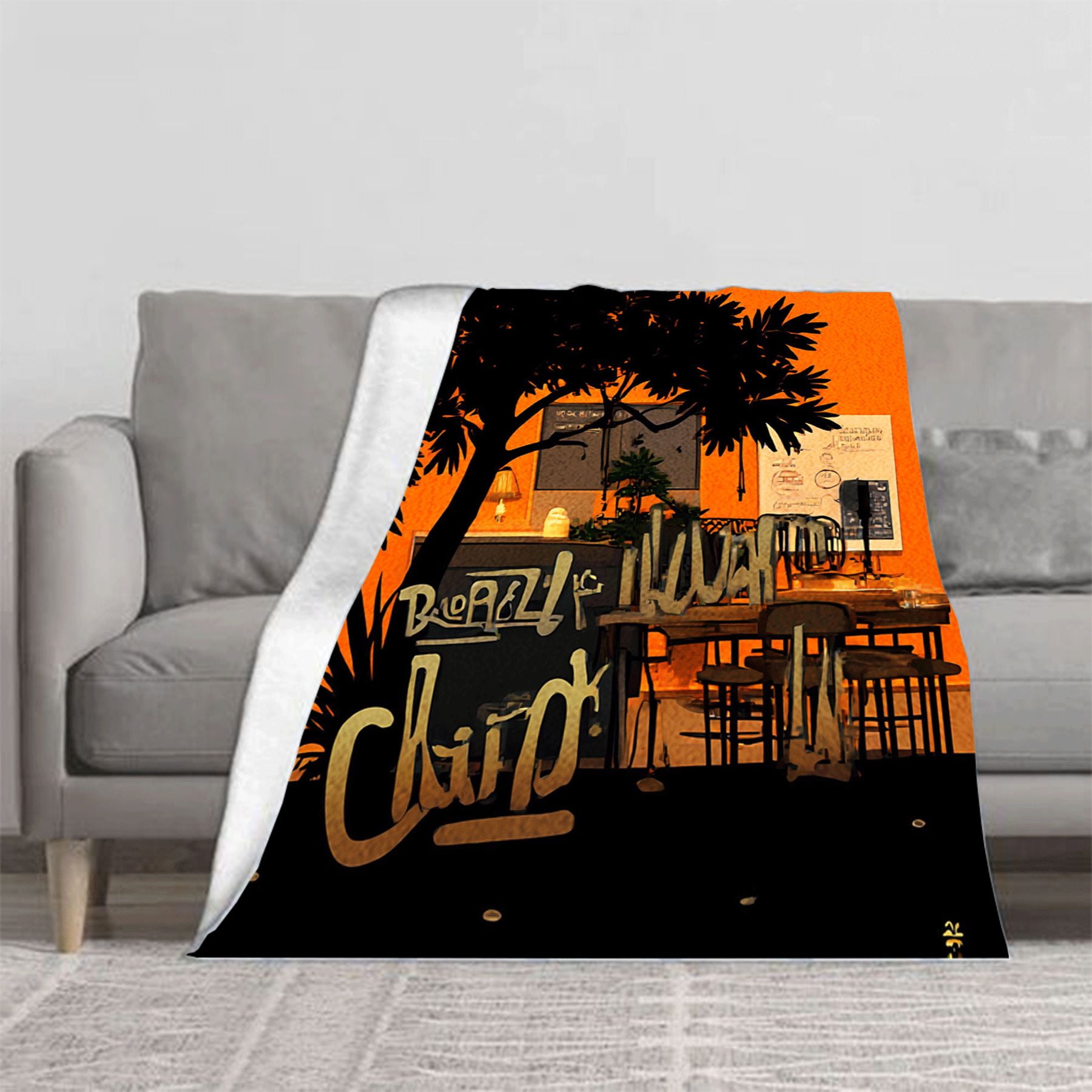 Cozy Orange & Black Flannel Blanket - Soft Warm Durable Throw for Sofa ...