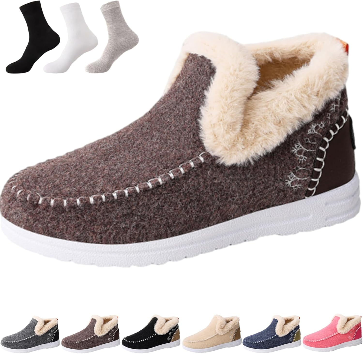 Cozy Orthopedic Fleece Slip-On Boots, Women Men Warm Plush Lined Non ...