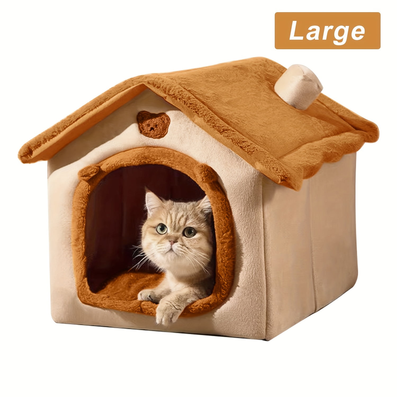 Cozy Oxford Cloth Cat House & Condo, Lodge Style Enclosed Pet Bed for ...
