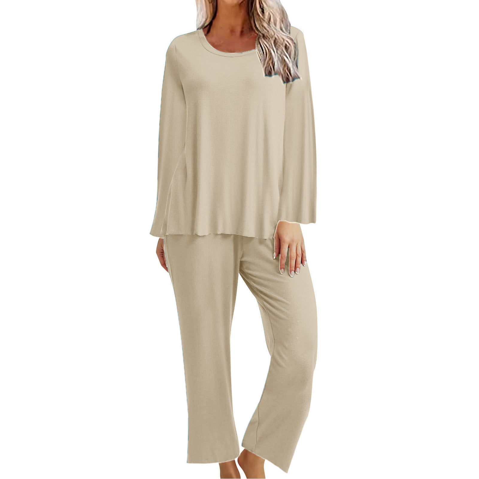 Cozy Pajama Sets for Women, 2 Piece Nightshirt and Pants Lounge Set ...