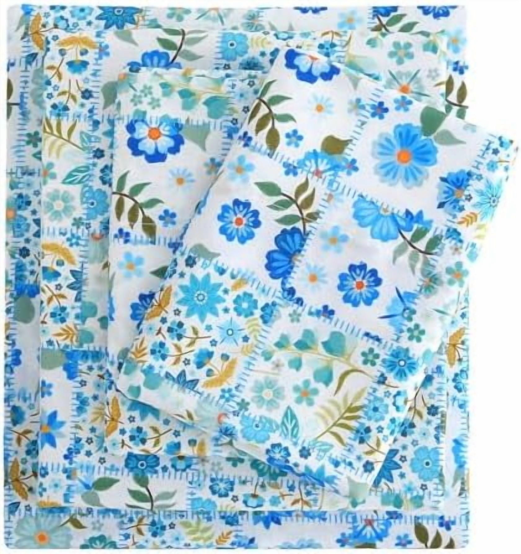 Cozy Pastoral Microfiber Printed Queen Sheet Set - Soft & Breathable ...