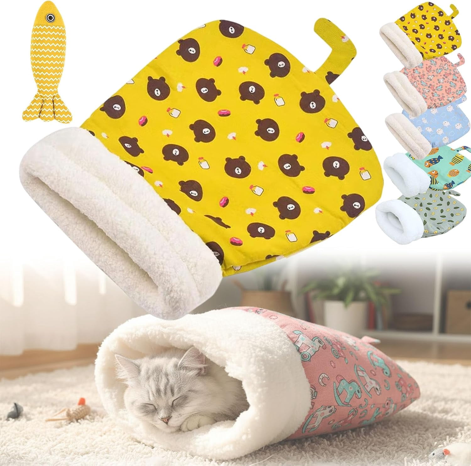 Cozy Pet Nest for Cats and Dogs, Winter Cat Sleeping Bags for Indoor ...