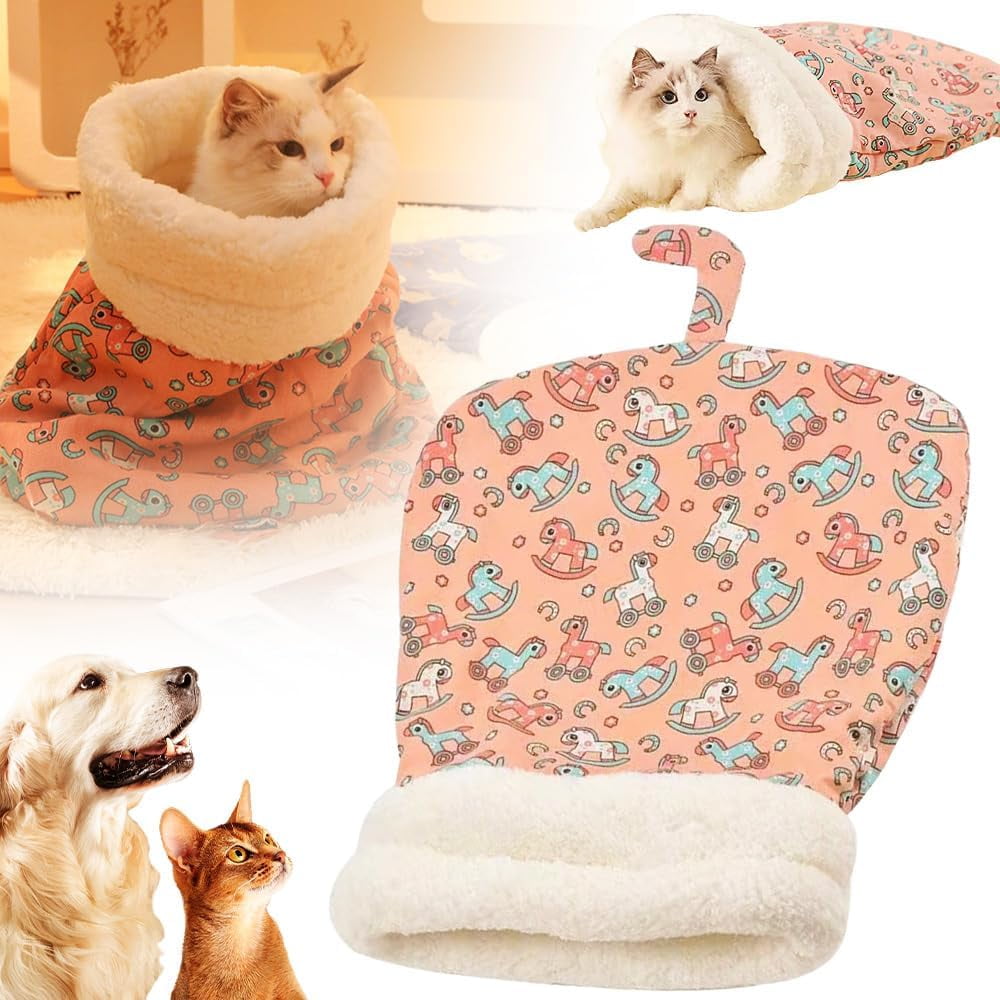 Cozy Pet Nest for Cats and Dogs, Warm Cave Sleeping Bed for Small Pets ...
