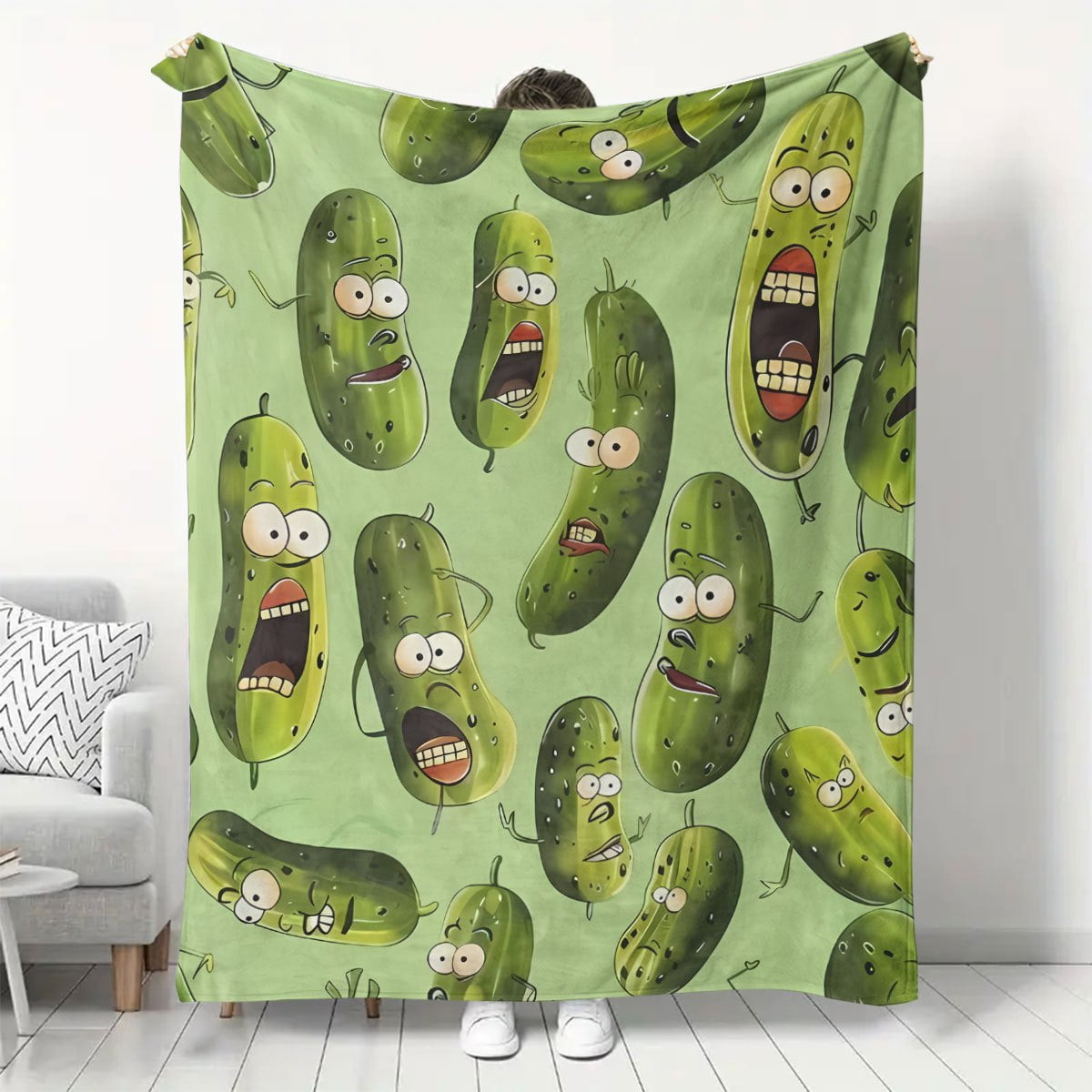 Cozy Pickle-Themed Flannel Throw Blanket - Soft, Warm & Smooth ...