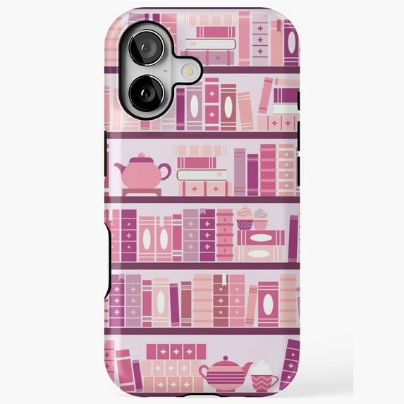 Cozy Pink Books and Tea Reading Lover Romantic Pattern Phone Case 17 16 ...