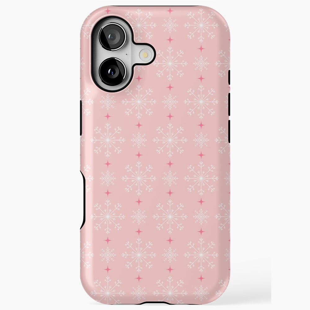 Cozy Pink Snowflakes Winter Pattern Case for iPhone 17 through 11 Pro ...