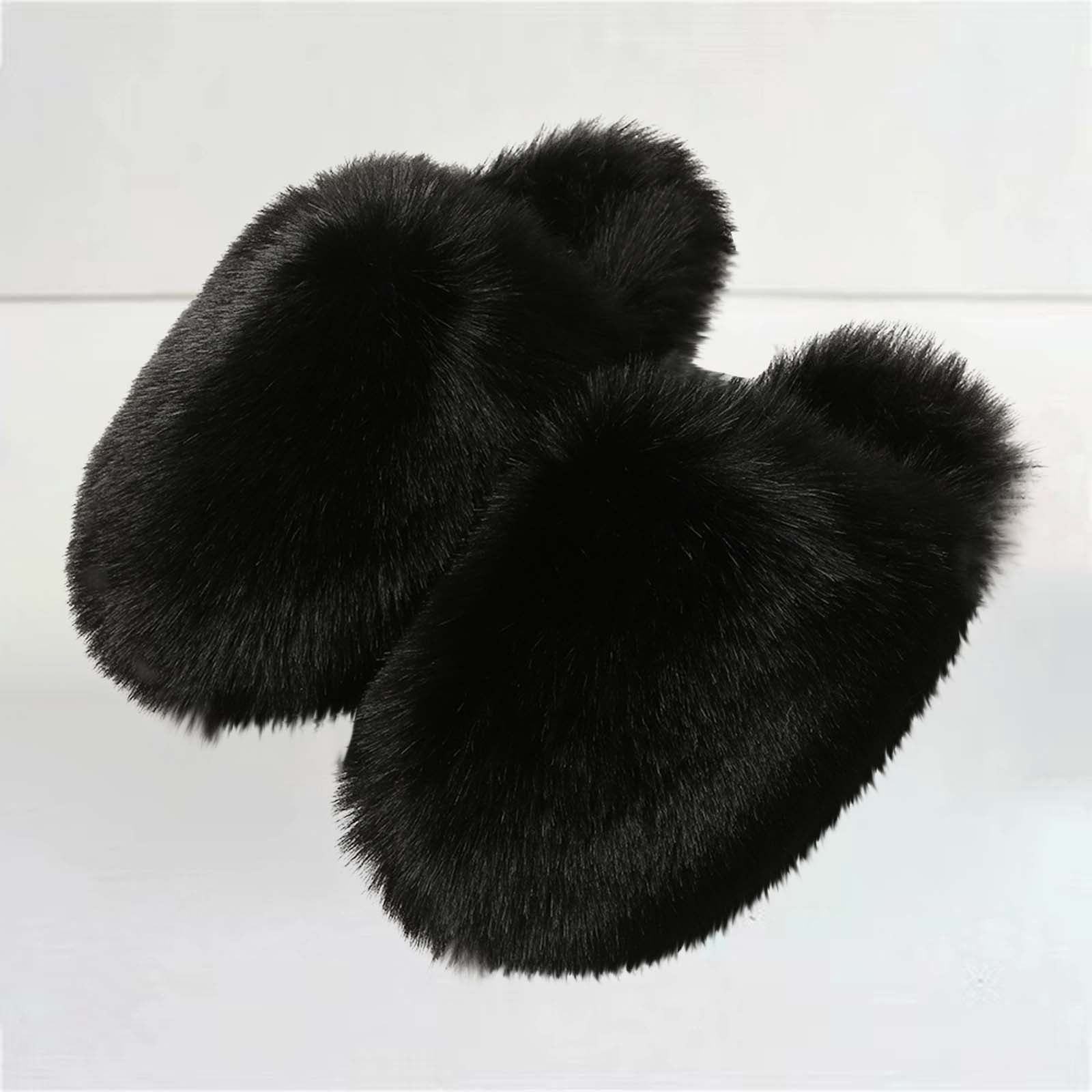 Cozy Platform Fuzzy Slippers for Women Indoor and Outdoor Fuzzy House ...