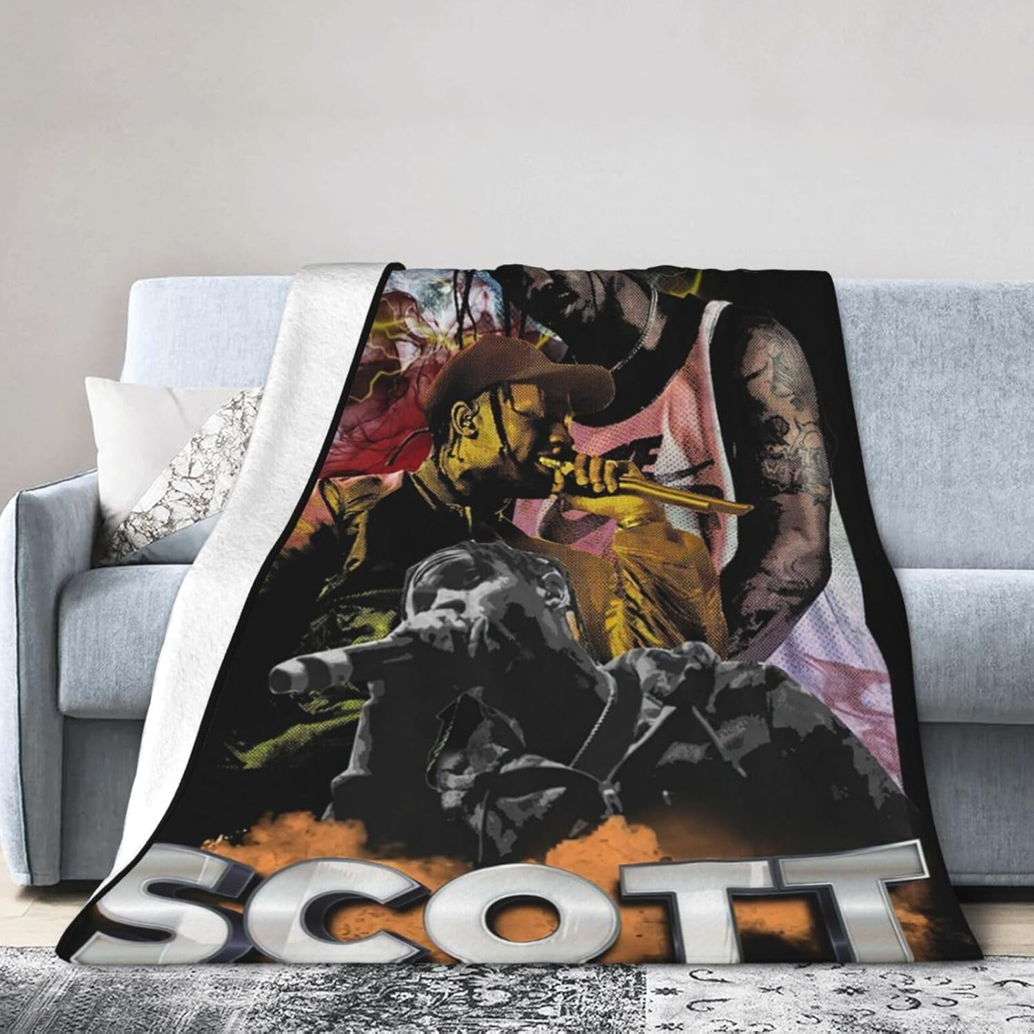 Cozy Plush Blanket for Couch, Warm Throw Travis Music Scott Blanket ...