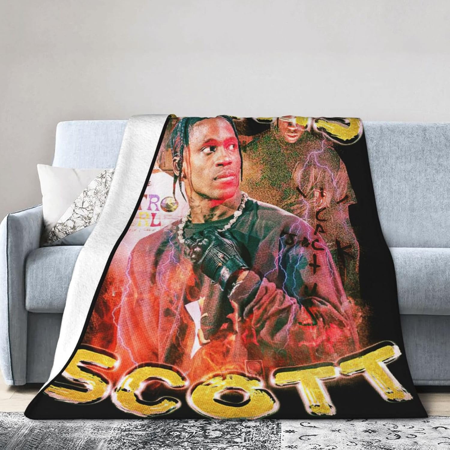 Cozy Plush Blanket for Couch, Warm Throw Travis Music Scott Blanket ...