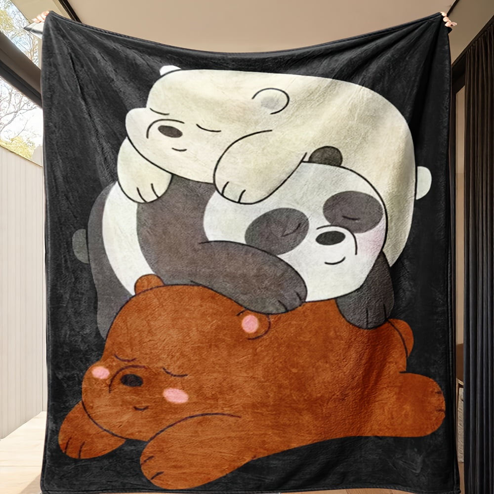 Cozy Plush Panda and Brown Bear Throw Blanket - Soft Flannel All-Season ...