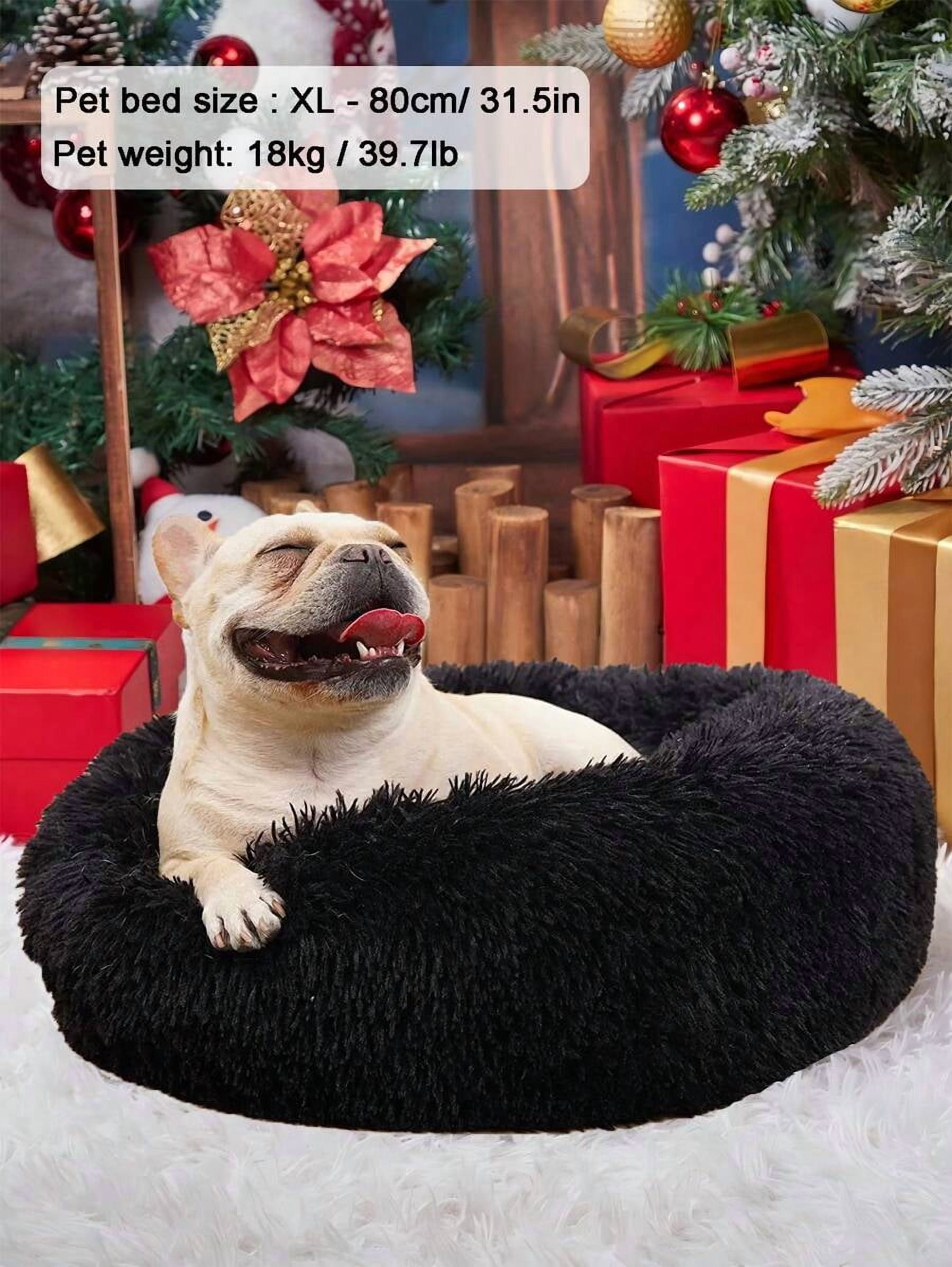 Cozy Plush Round Pet Bed for All Seasons - Super Warm & Comfortable for ...