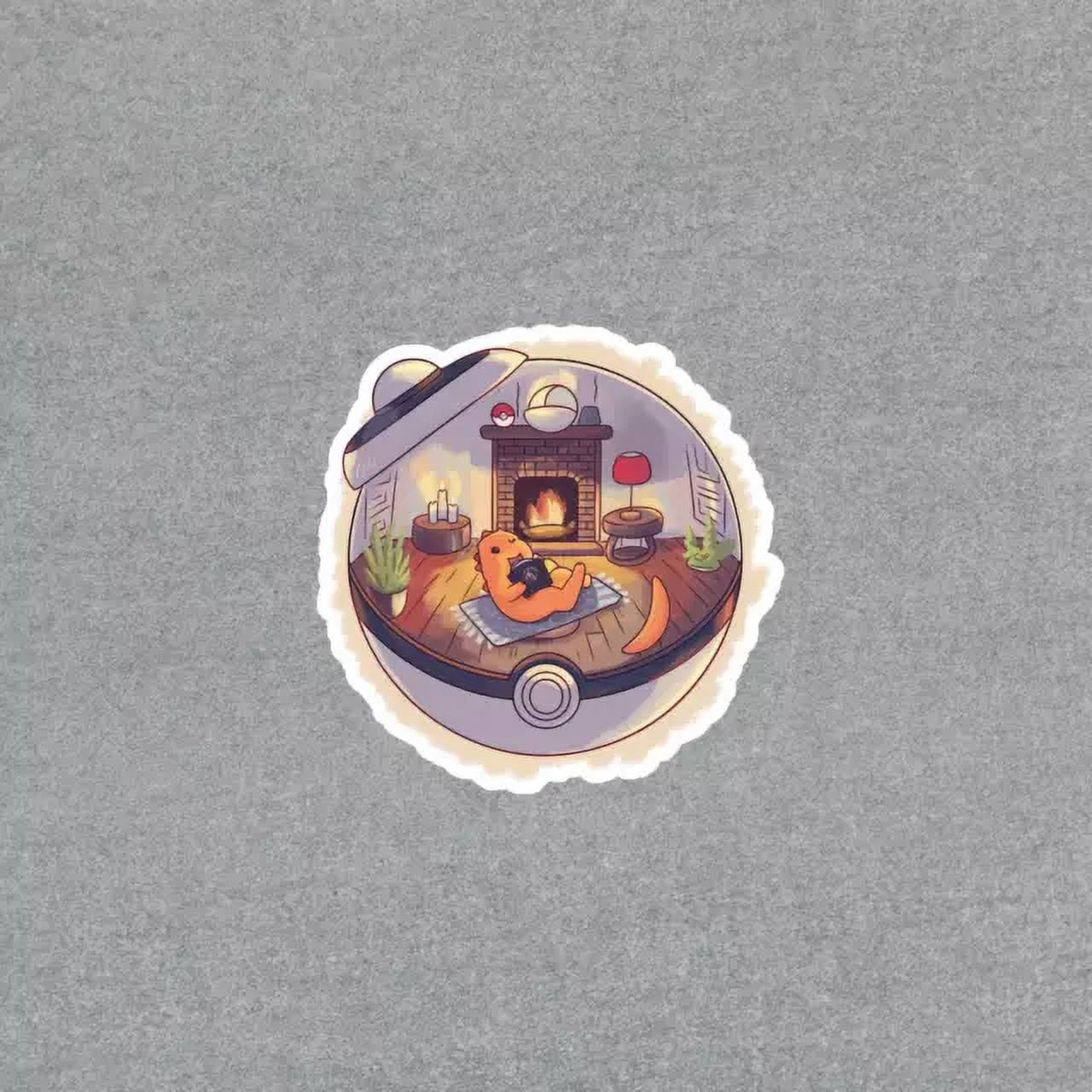 Cozy Pokemon Fireside Sticker - Charmander Relaxing At Homephone Decal ...
