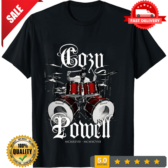 Cozy Powell T-shirt Cotton Tee For Men Women, ULTRA LIMITED-TH75525 ...