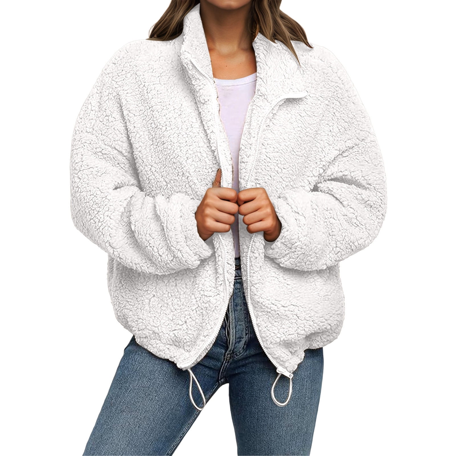 Cozy Pullover Hoodie Jacket Soft Loose Fit Long Sleeve Outerwear With ...