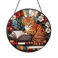 Cozy Reading Cat Stained Glass Suncatcher – Decorative Window Art2301 ...
