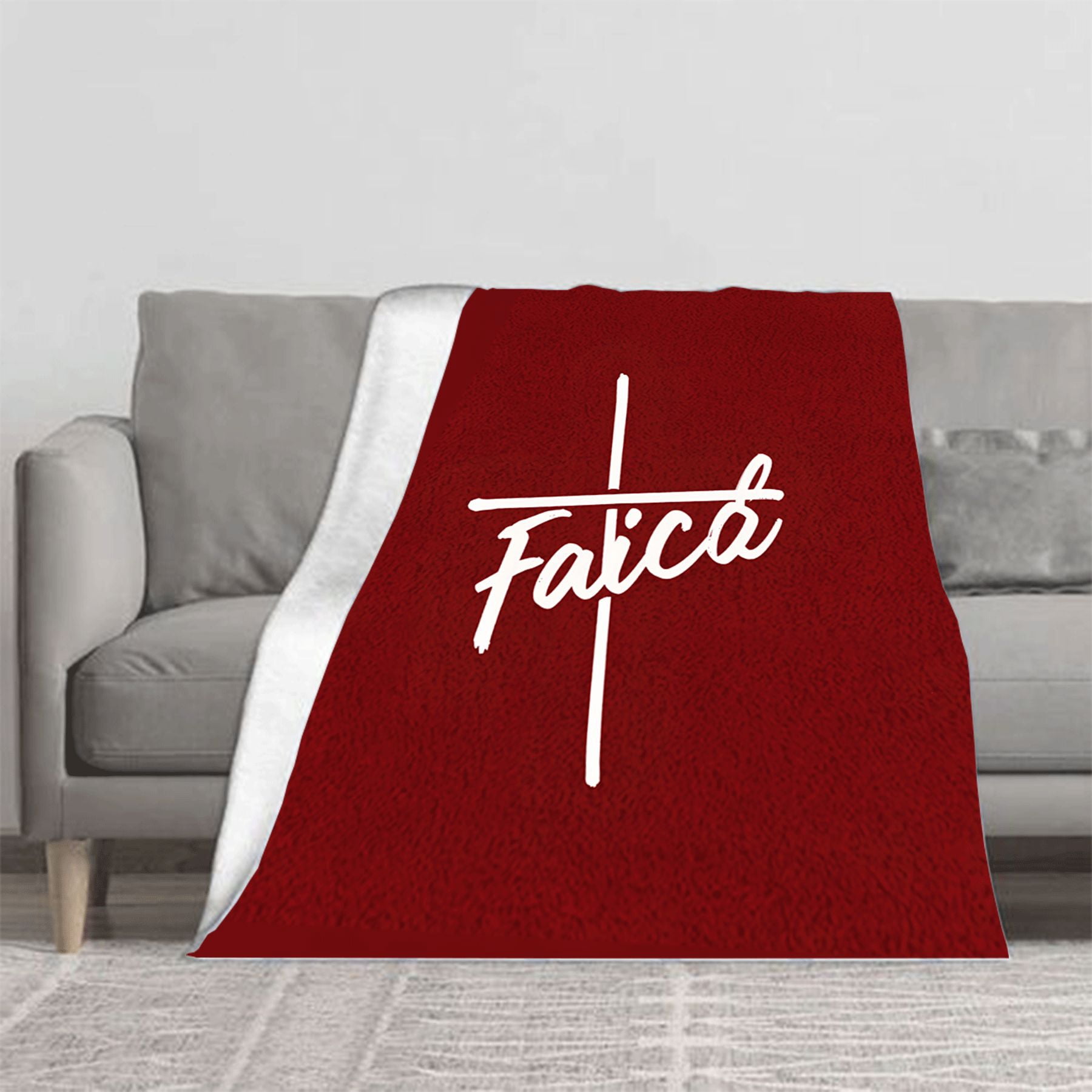 Cozy Red Flannel Blanket with Elegant White Cross Design - Soft Warm ...