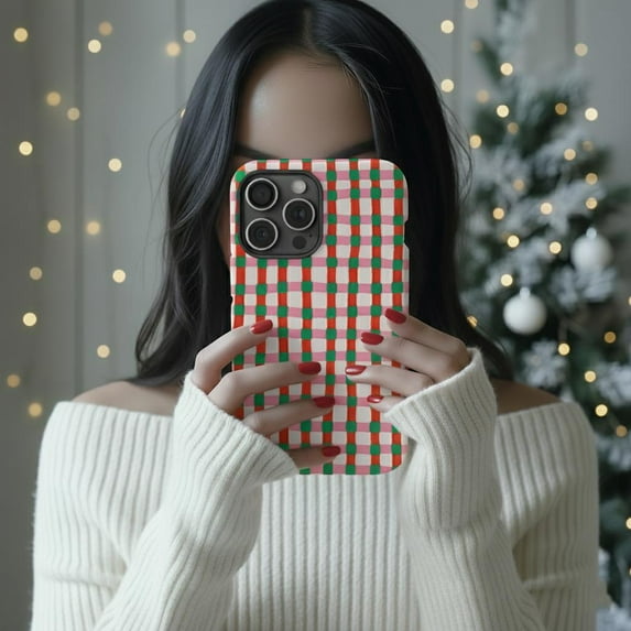 Cozy Red Green Plaid Winter MagSafe Phone Case iPhone 17 16 15 14 13 12 ...