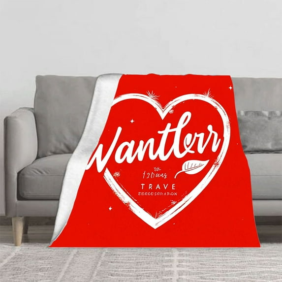 Cozy Red Heart Flannel Blanket - Soft & Warm Perfect for Travel Sofa ...