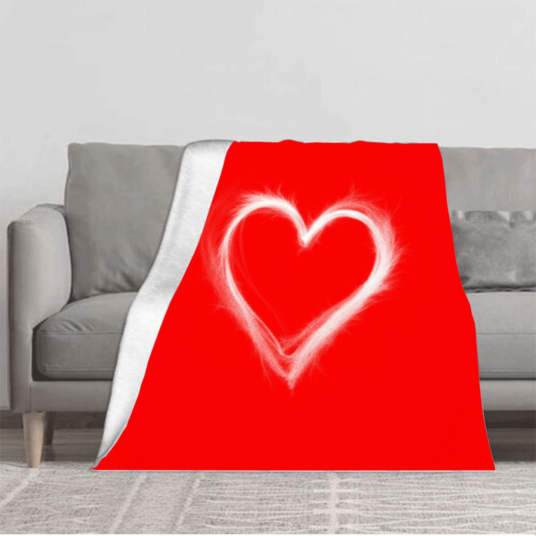 Cozy Red Heart Flannel Blanket - Soft Warm and Durable for Sofa Travel ...