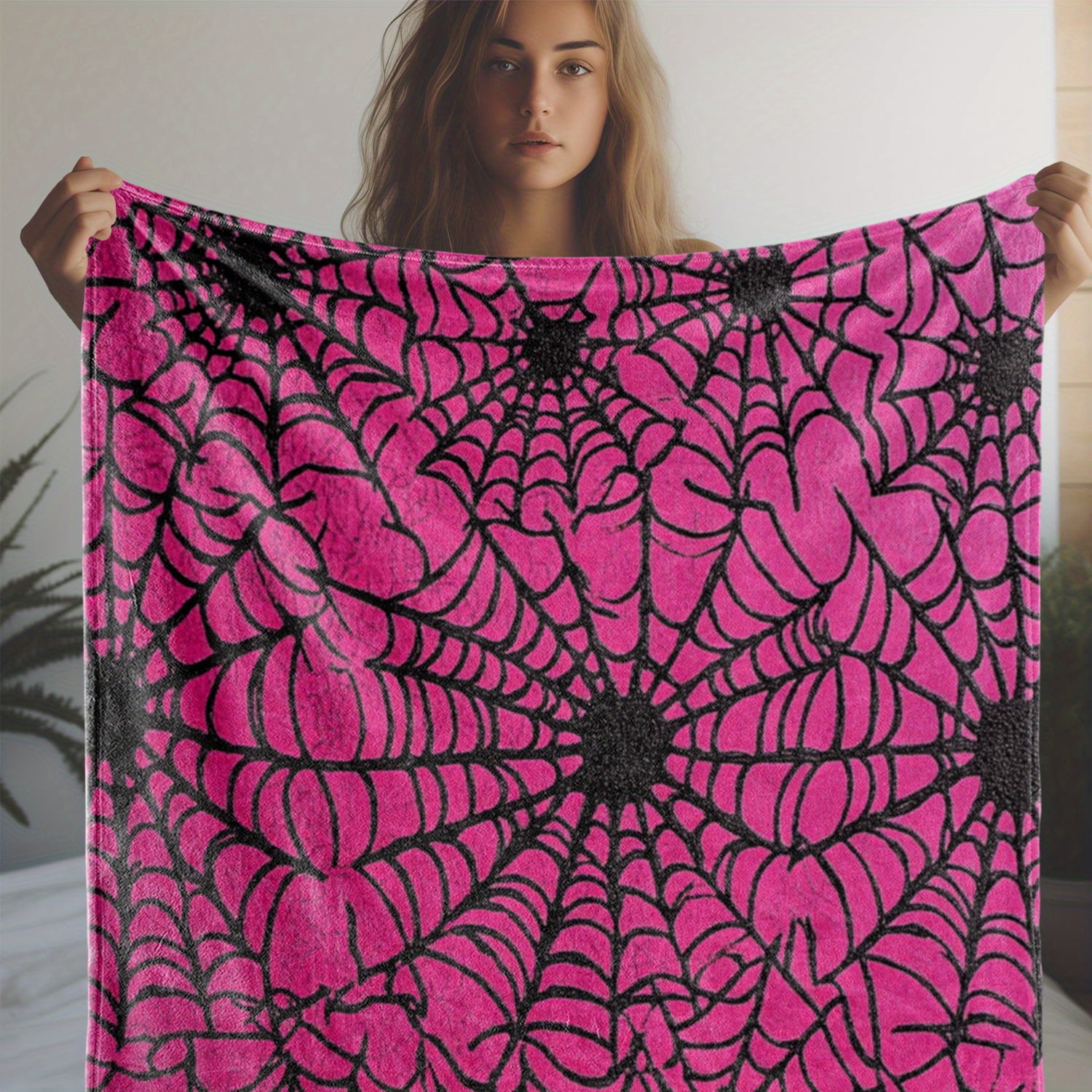 Cozy Red Spider Web Flannel Throw Blanket - Soft, Warm & Versatile for ...