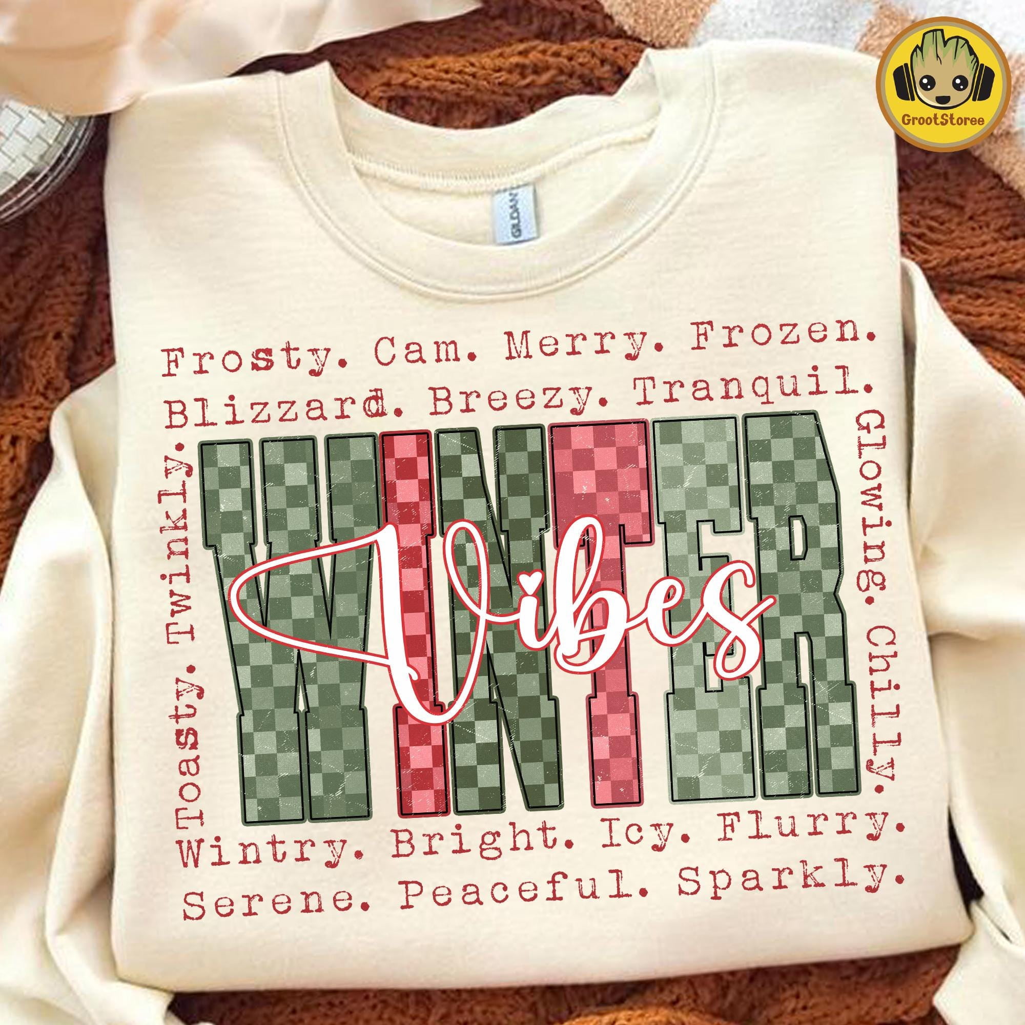 Cozy Retro Checkered Winter Vibes Sweatshirt for Trendy Freezin Season ...