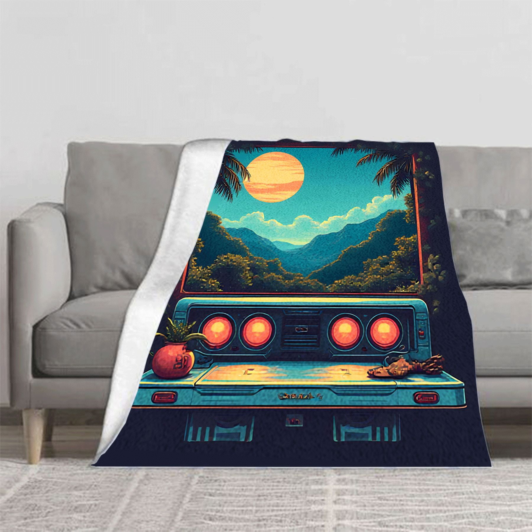 Cozy Retro - Futuristic Flannel Blanket - Soft Warm and Durable for ...