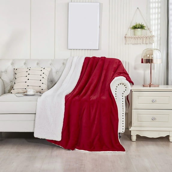 Cozy Reversible Lamb Fleece Blanket - Oversized Warm Throw for Couch ...