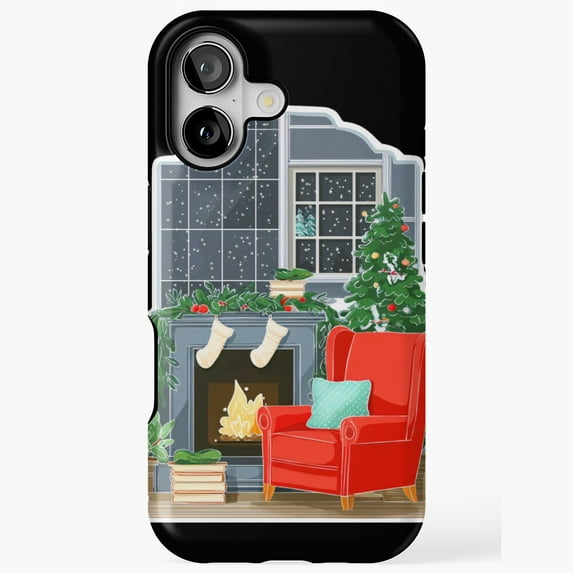 Cozy Room Warm Winter Holiday Fireplace Art iPhone Case for iPhone 17 ...