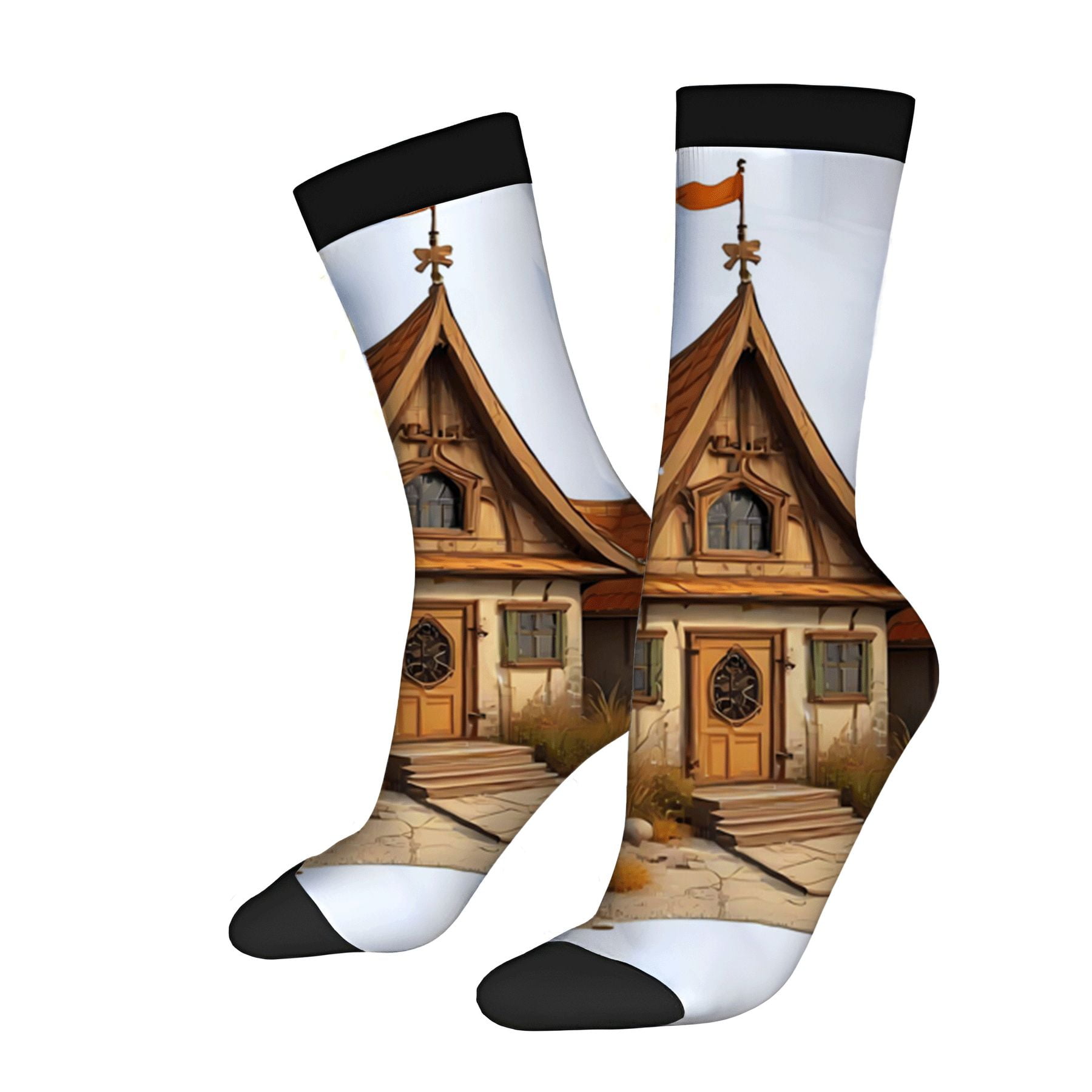 Cozy Rustic House Design Socks - 2 Pairs of Unisex Trendy Socks with ...