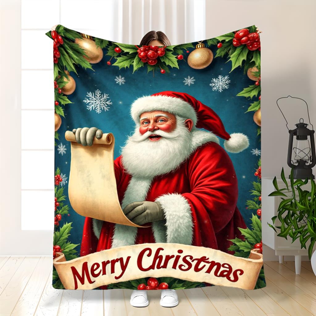 Cozy Santa Claus 3D Printed Throw Blanket Soft Warm Flannel All-Season ...