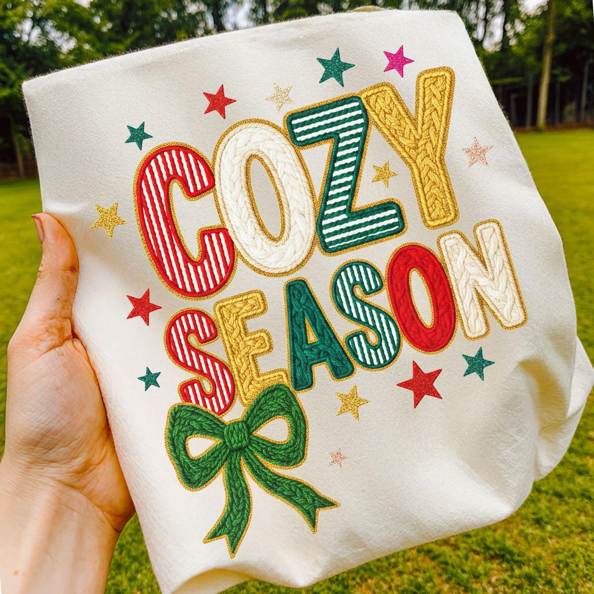 Cozy Season Christmas Sweatshirt| Holiday Embroidered Lettering Clipart ...