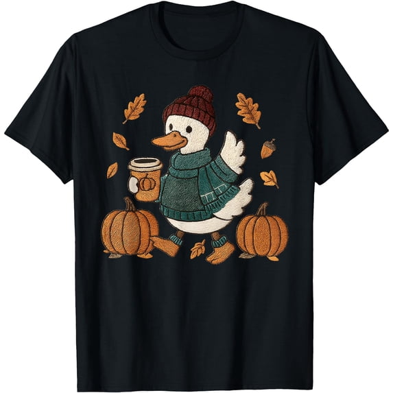 Cozy Season Duck Cute Fall Pumpkin Spice Autumn Coffee Classic Theme T ...