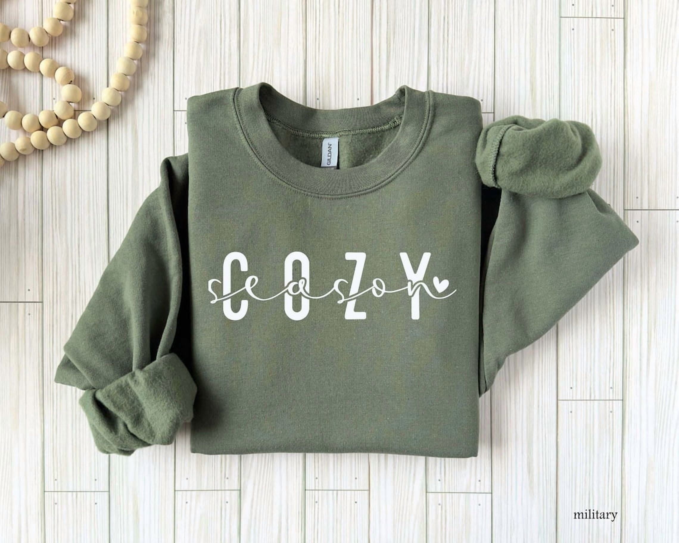 Cozy Season Graphic Tee: Military Green Fall Outfit Tshirt All Size S ...