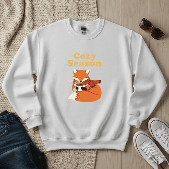 Cozy Season Retro Fox with Scarf and Hot Cocoa Art Animal Lover Gift ...