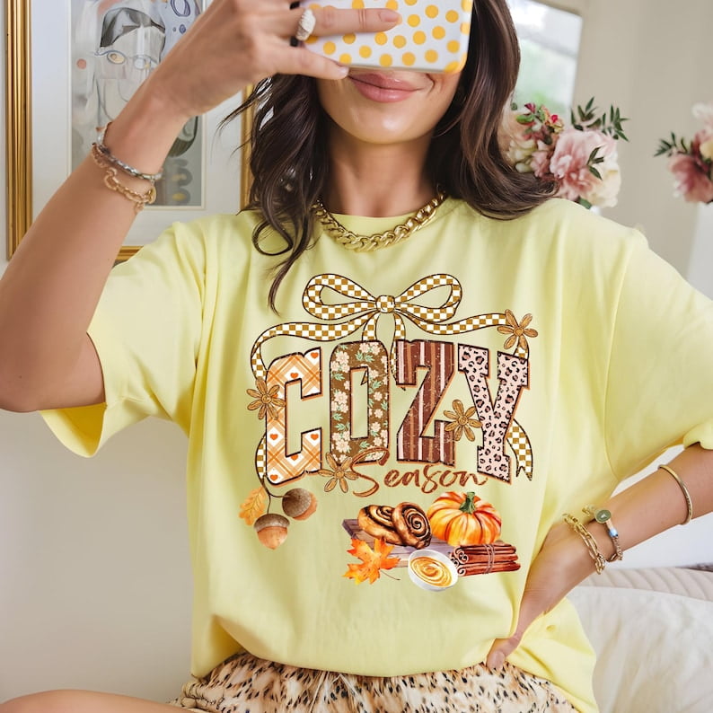 Cozy Season Shirt Bundle – Fall Aesthetic Clipart with Pumpkin ...