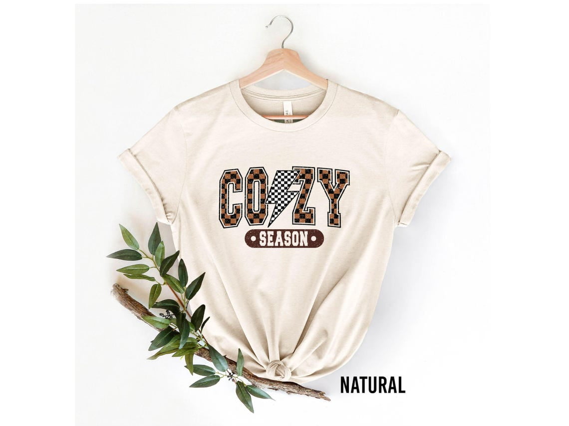 Cozy Season Shirt, Checkered Fall Sweatshirt, Retro Autumn Outfit, Fall ...