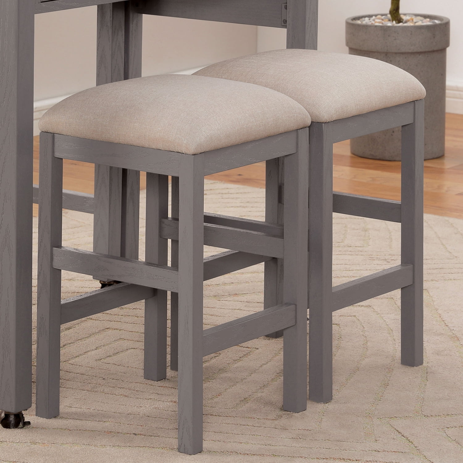 Cozy Set of 2 Stylish Light Gray Kitchen Dining Room Stools with Soft ...