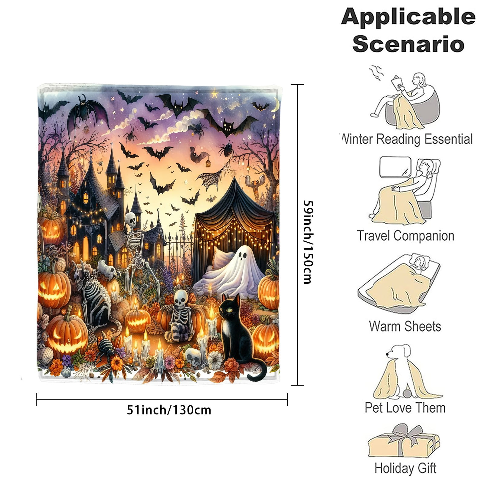 Cozy Skeleton & Spider Web Blanket – Skeleton & Spider Web Designs ...