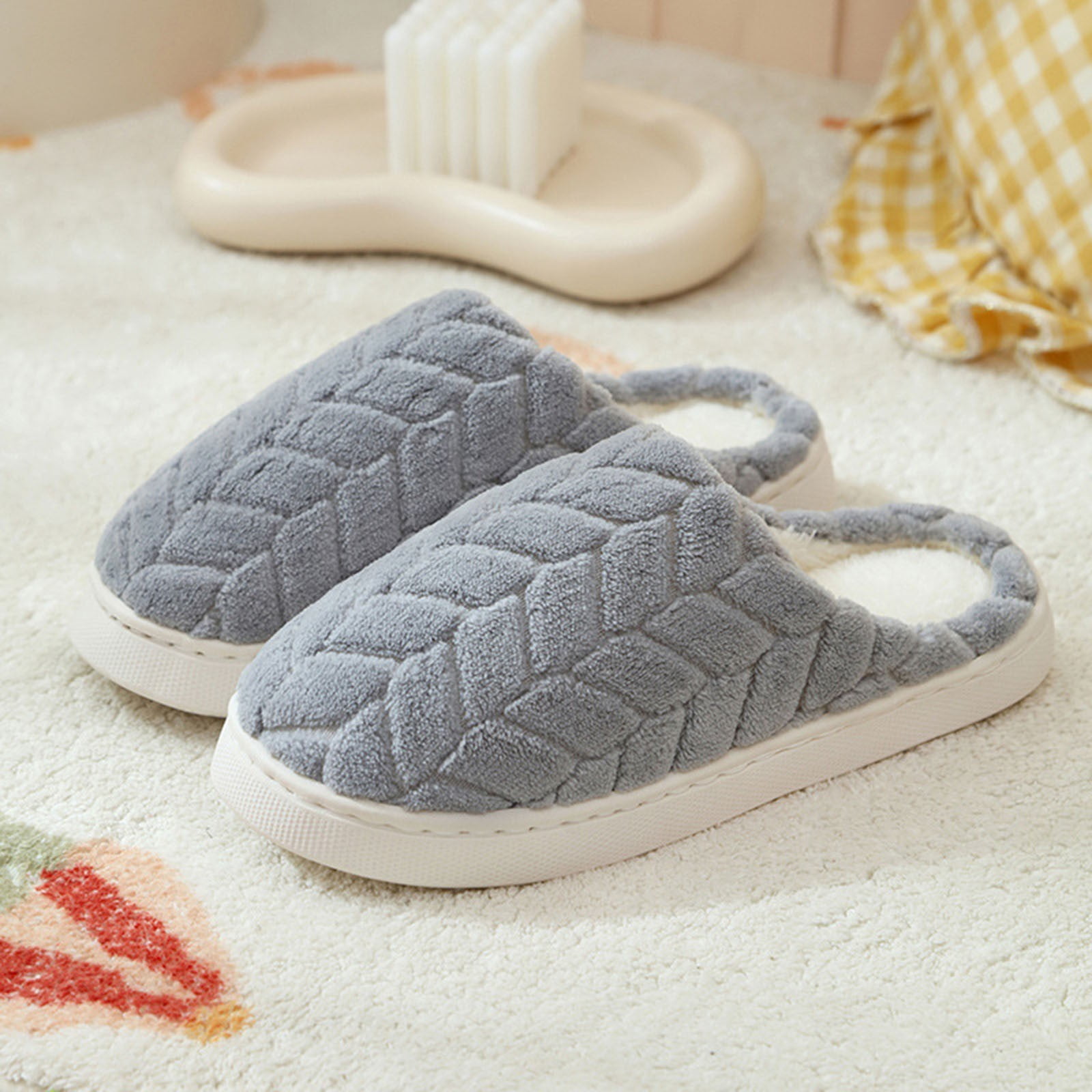Cozy Slippers for Women Fuzzy House Shoes Wool-Like Lined Chenille ...