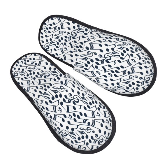 Cozy Slippers for Women Men Black And White Music Notes Winter Slippers ...