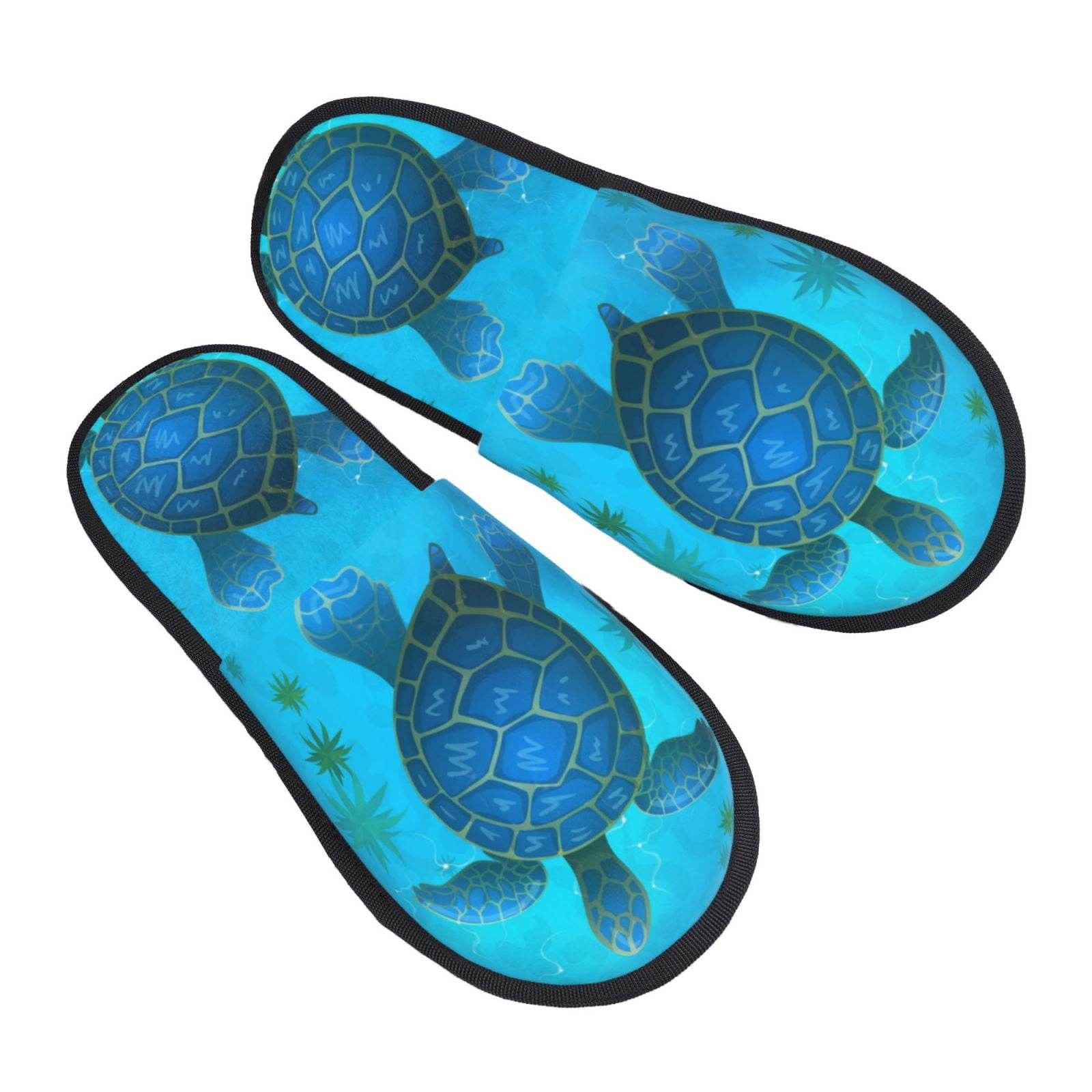 Cozy Slippers for Women Men Blue Sea Turtle Under Water Winter Slippers ...