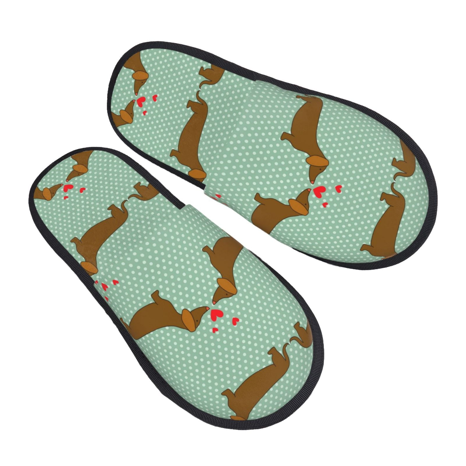 Cozy Slippers for Women Men Cartoon Dogs Silhouettes On Polka Dot ...