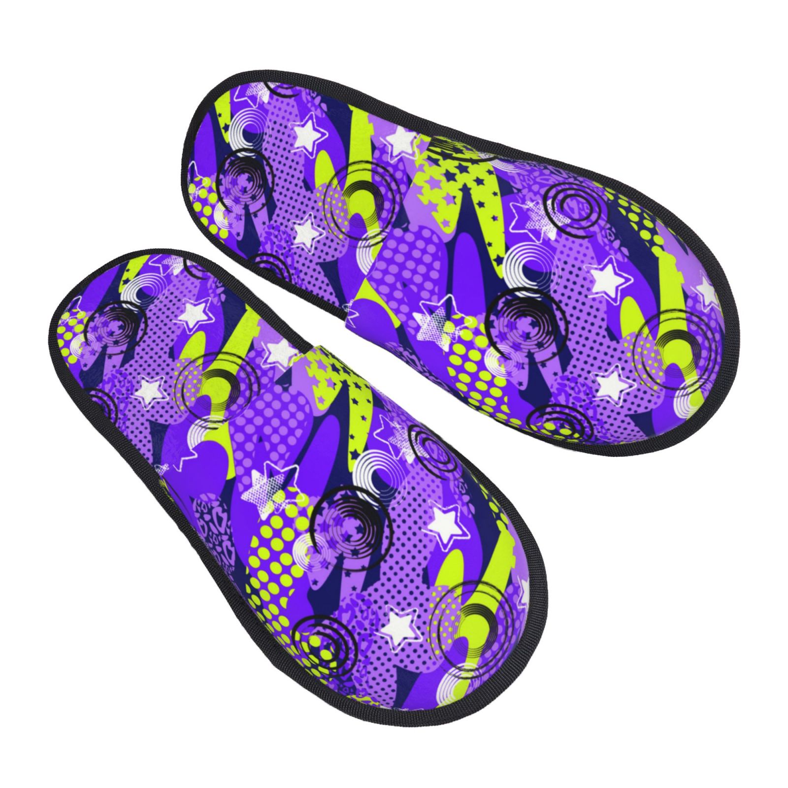 Cozy Slippers for Women Men Dots Geometric Figures Stripes Winter ...