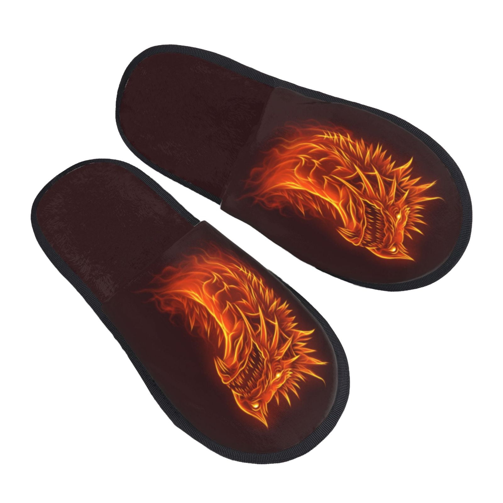 Cozy Slippers for Women Men Fire Dragon Head Winter Slippers Warm Home ...