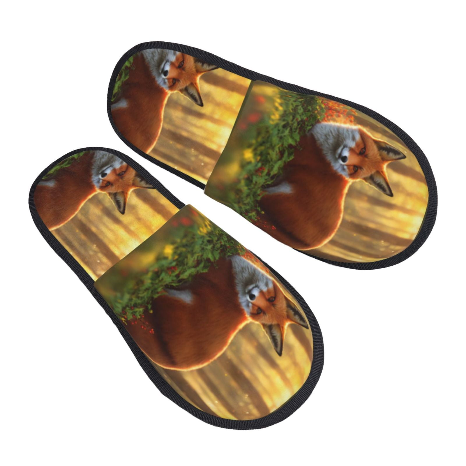 Cozy Slippers for Women Men Fox In Forest Winter Slippers Warm Home ...