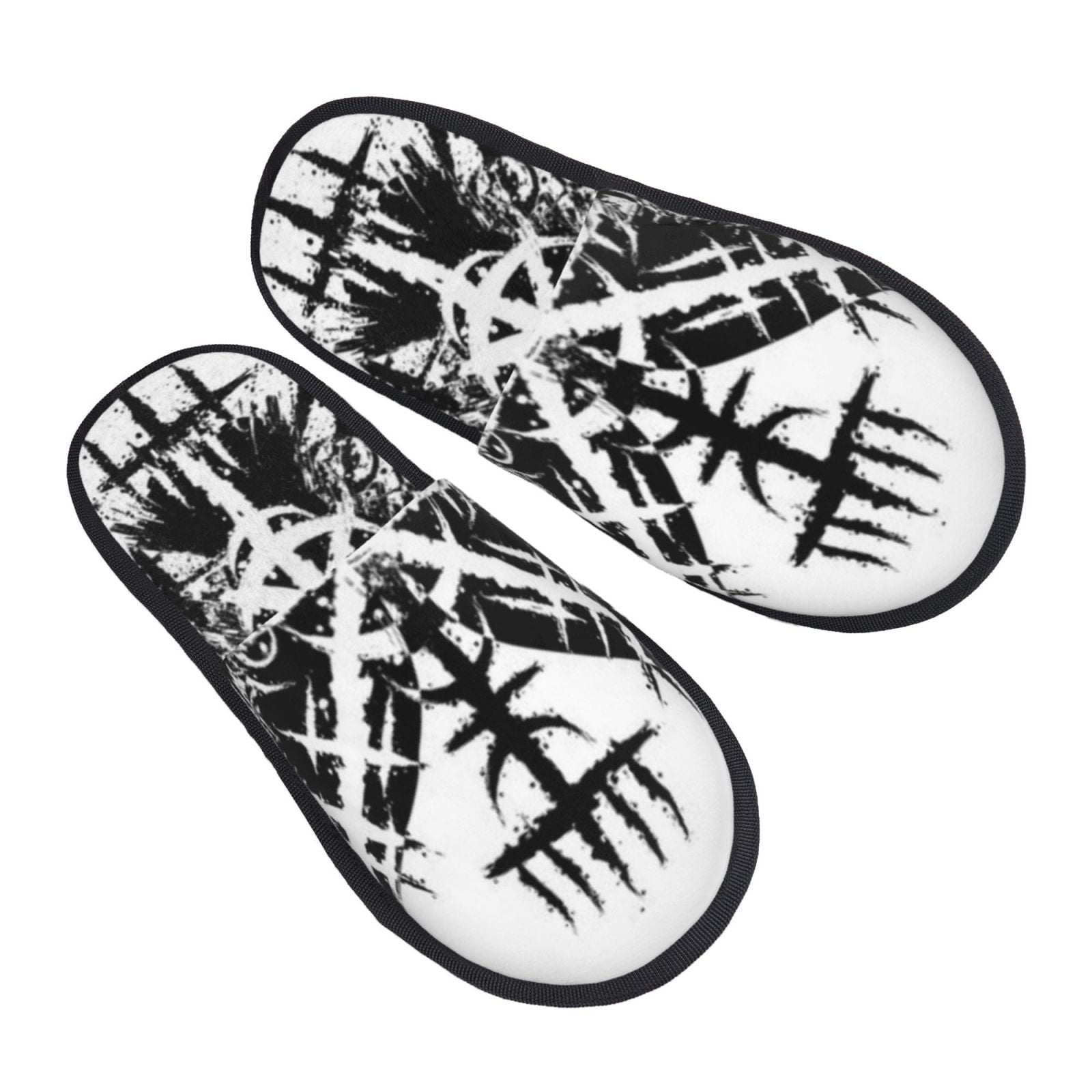 Cozy Slippers for Women Men Grunge Raven Viking Winter Slippers Warm ...