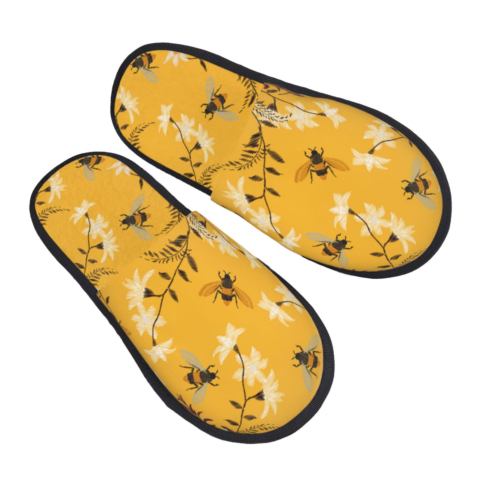 Cozy Slippers for Women Men Hand Drawn Honey Bee Animals Winter ...