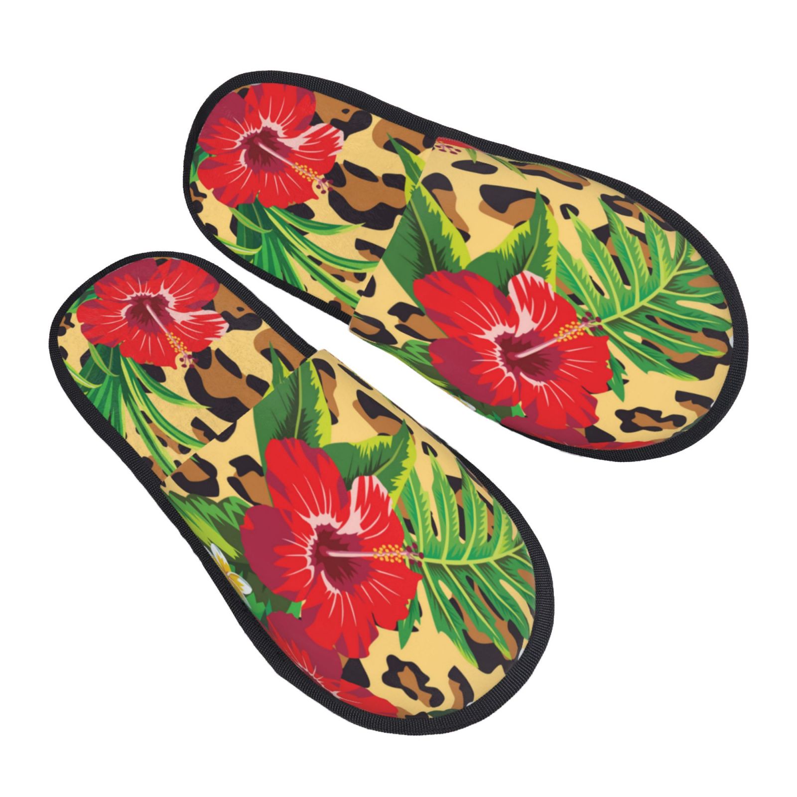 Cozy Slippers for Women Men Hibiscus And Plumeria Tropical Flowers With ...