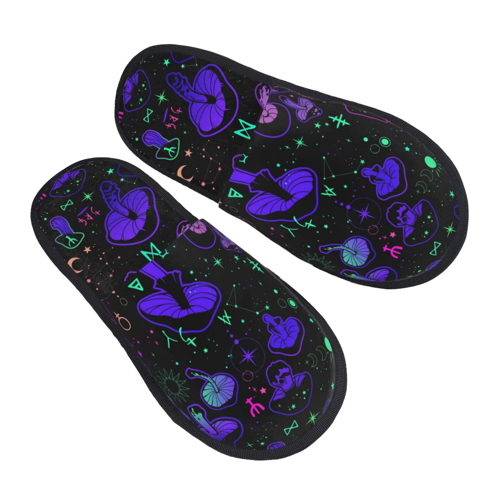 Cozy Slippers for Women Men Magic Mushrooms With Occult Symbols Winter ...